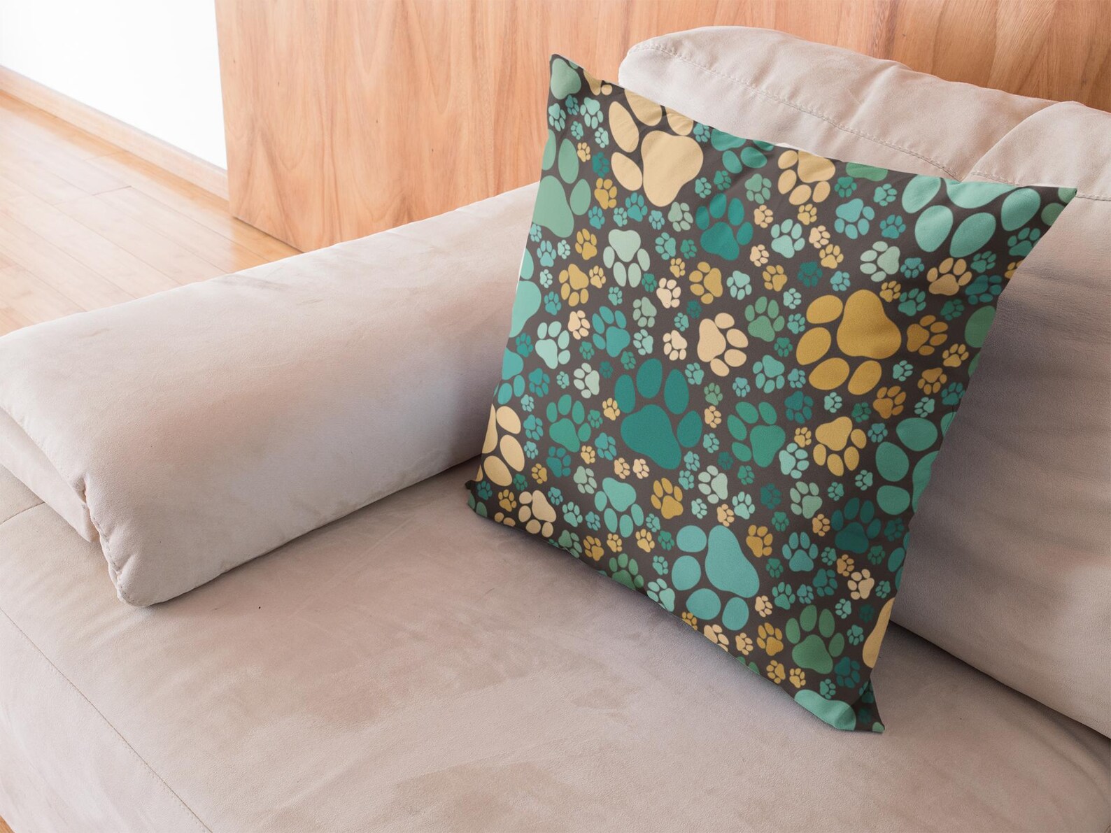 Pretty Paw Print Pattern, LA Flower Market Dark Palette, Printable PNG ...