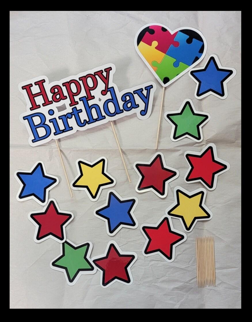 Autism Birthday Cake and Cupcake Topper - Etsy
