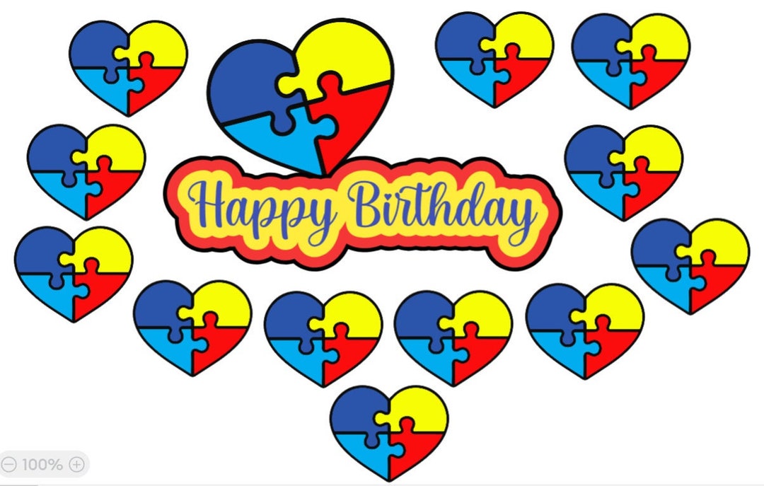 Autism Birthday Cake and Cupcake Topper - Etsy