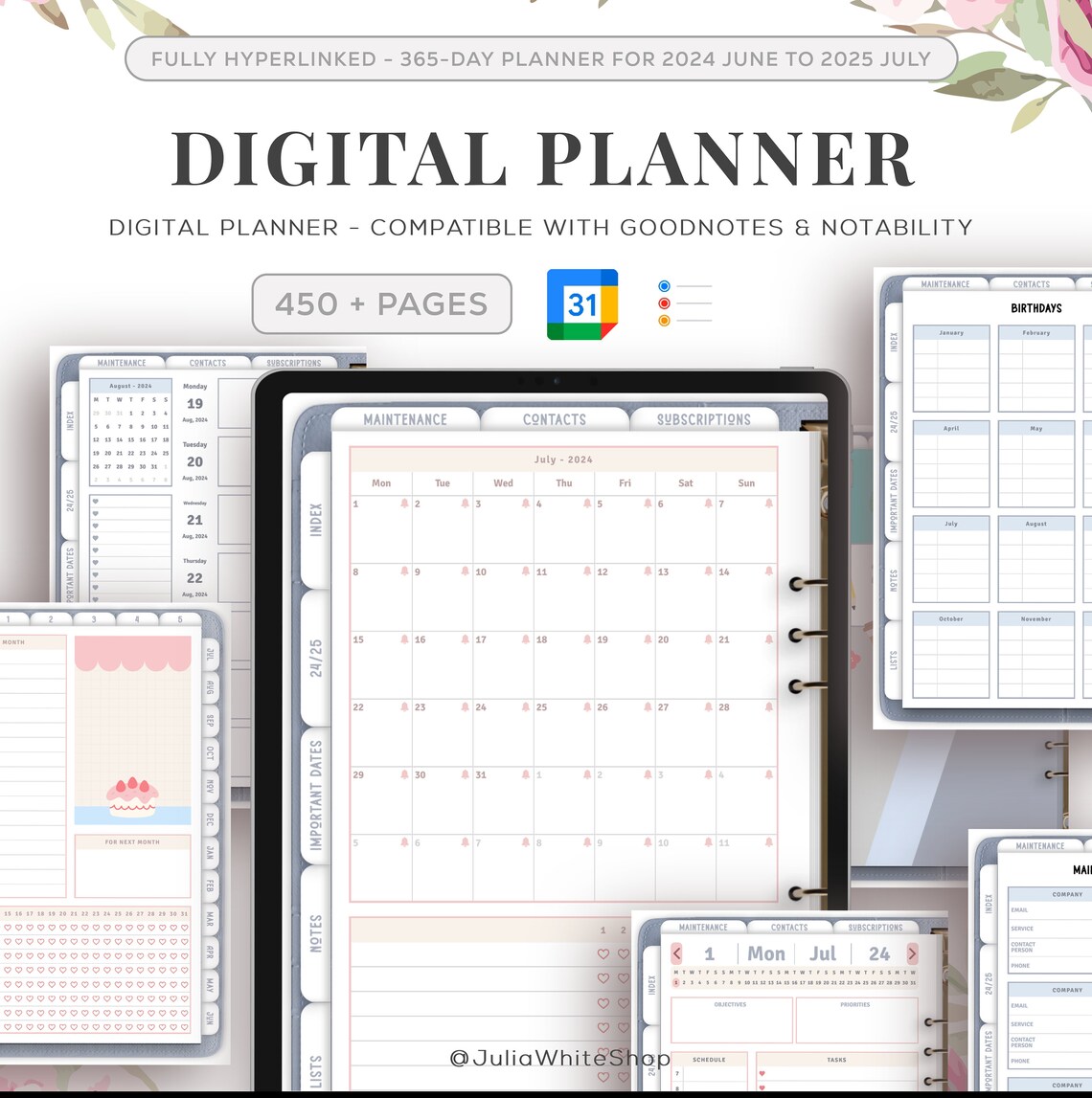 Digital Planner Midyear July 2024 2025 June Planner Ipad, iPad Planner ...