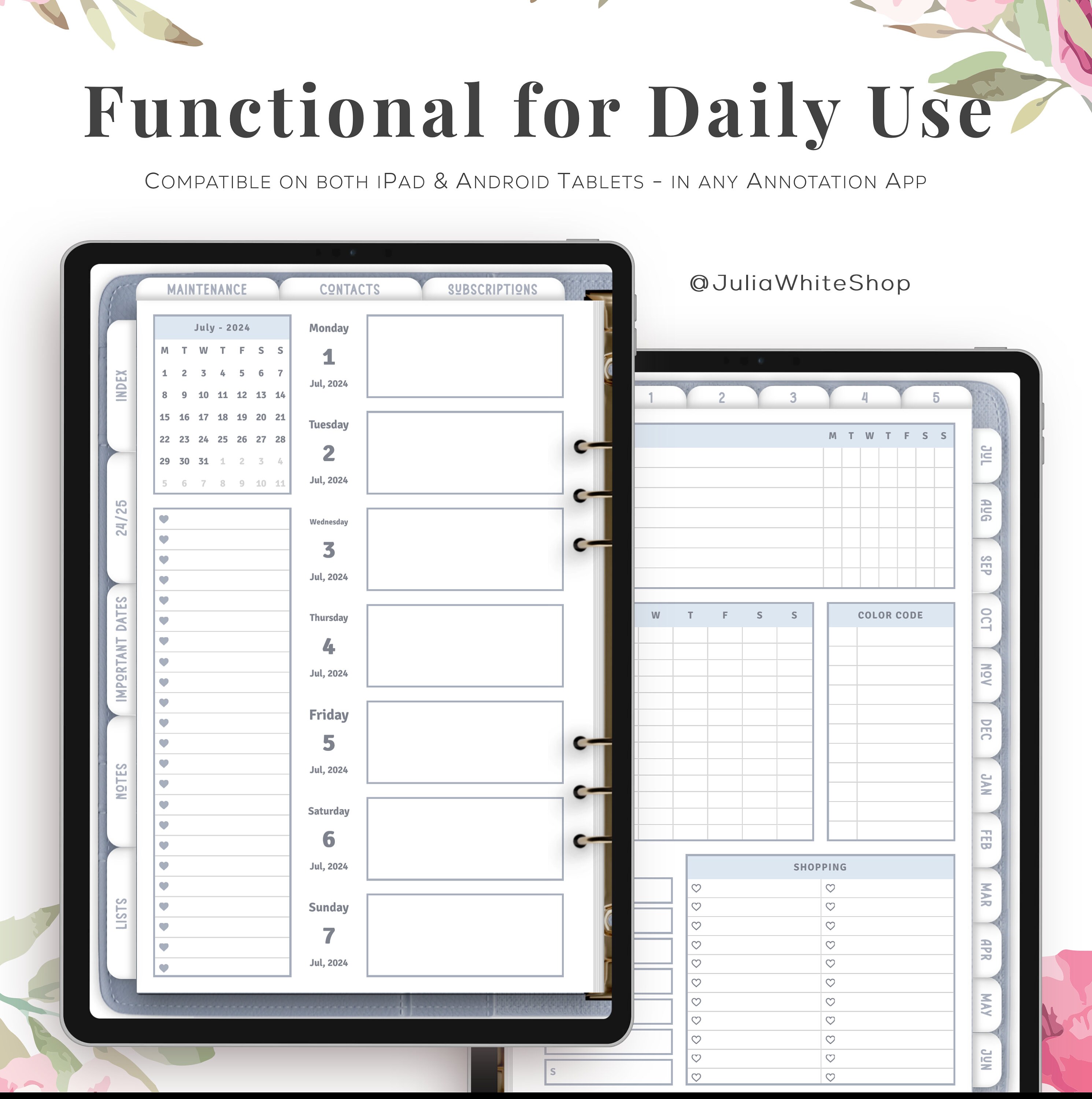 Digital Planner Midyear July 2024 2025 June Planner Ipad, iPad Planner ...