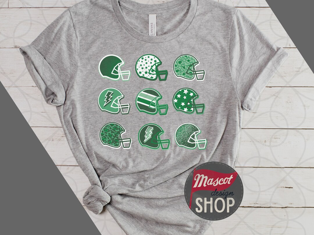 Green Retro Football Helmets T-shirt - Etsy