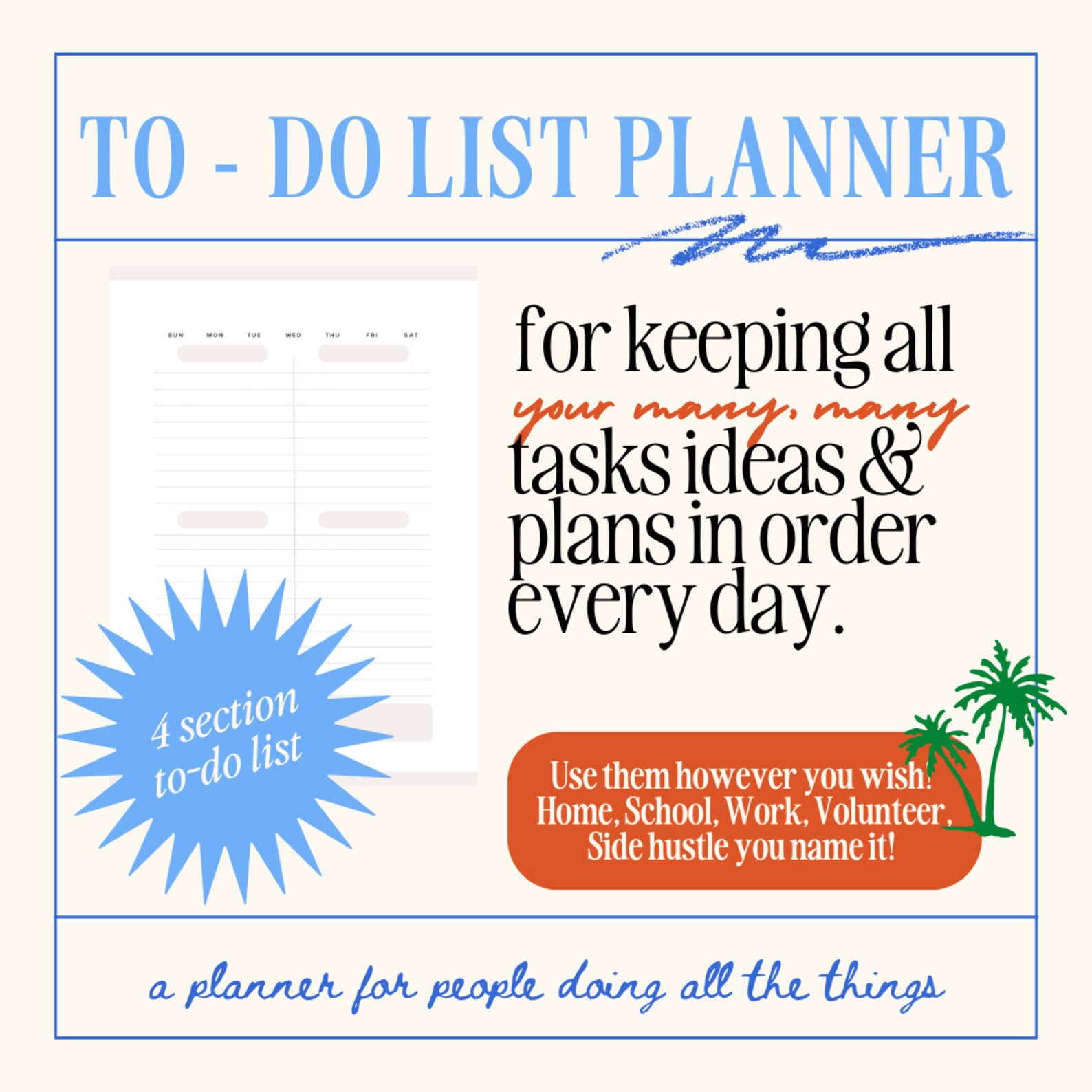To-do List Planner // Sectioned To-do Lists and Planner Pages Perfect ...