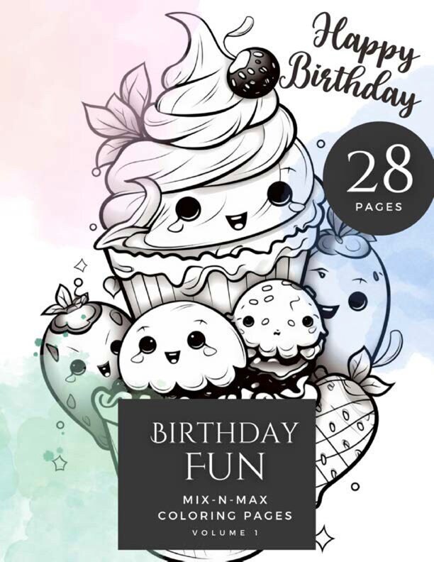 Happy Birthday Coloring Book - Etsy