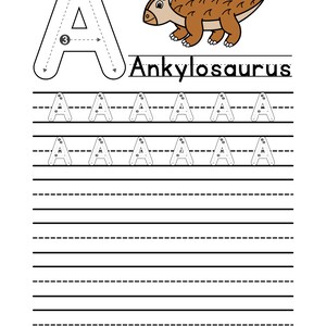 Dinosaur Handwriting Practice Pages for Elementary School Path of ...