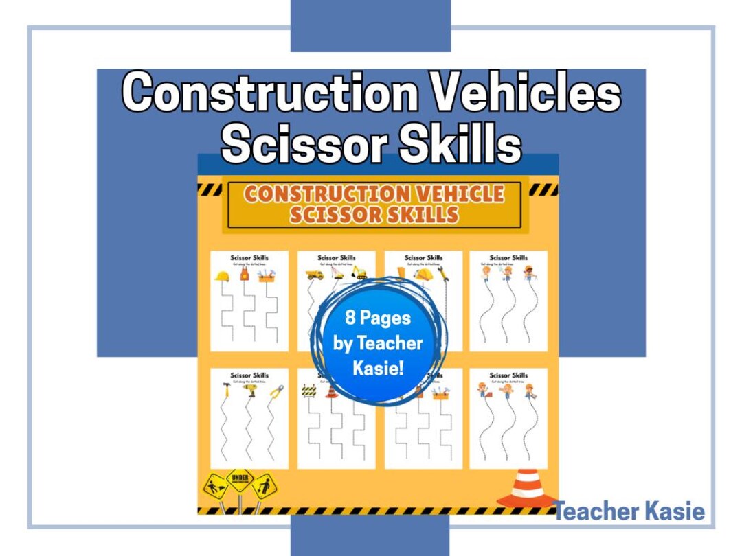 Construction Vehicle Scissor Skills Worksheets - Etsy