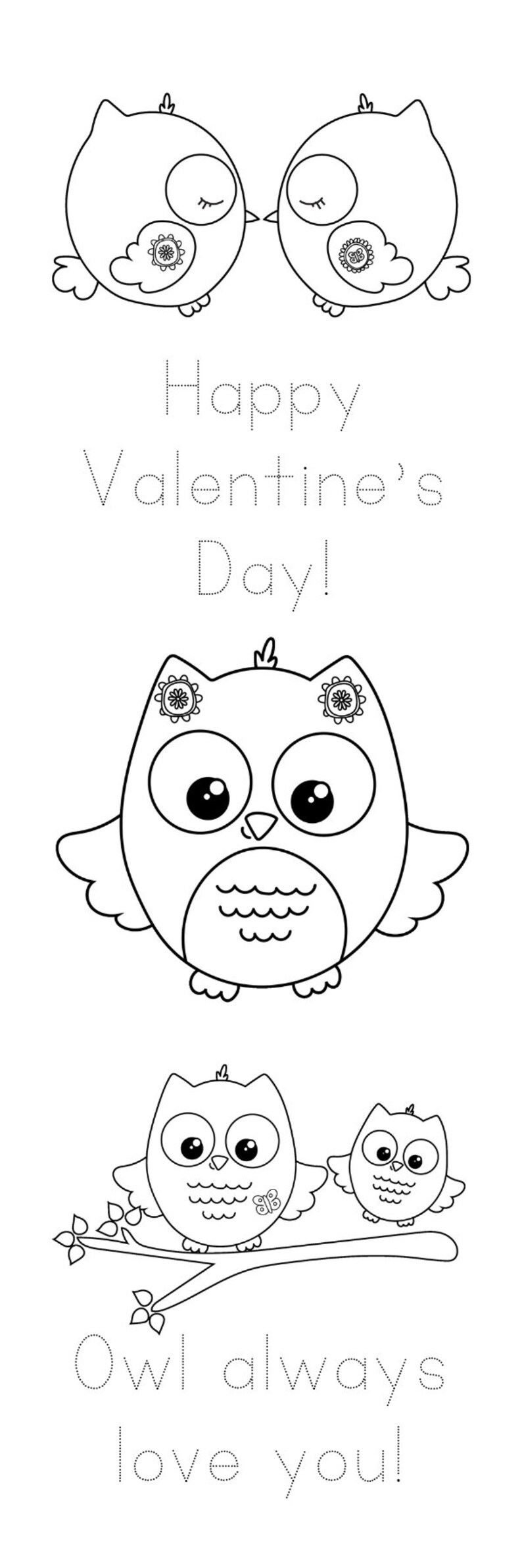 Black and White Printable Traceable Valentines Bookmarks - Etsy