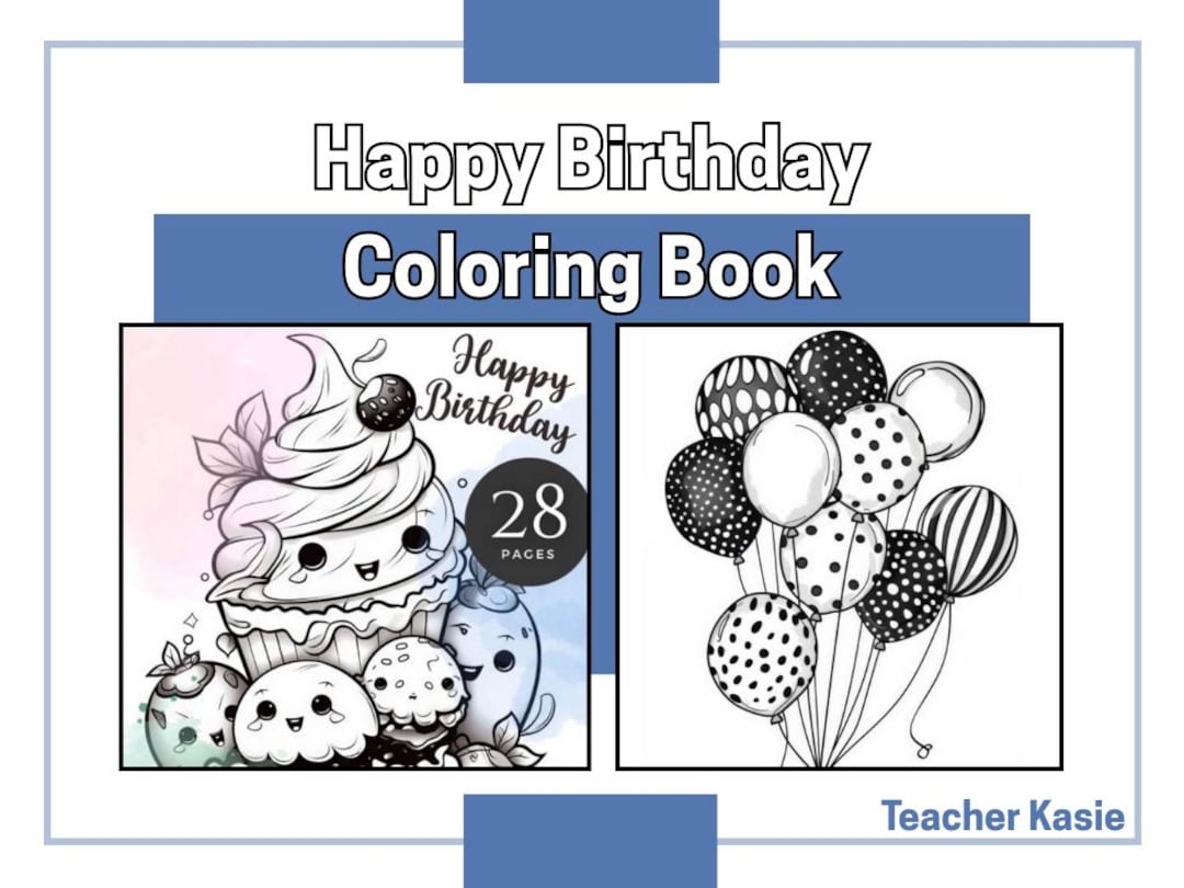 Happy Birthday Coloring Book - Etsy