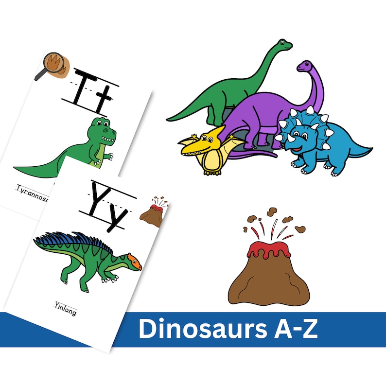Dinosaurs A-Z Alphabet Posters - Etsy