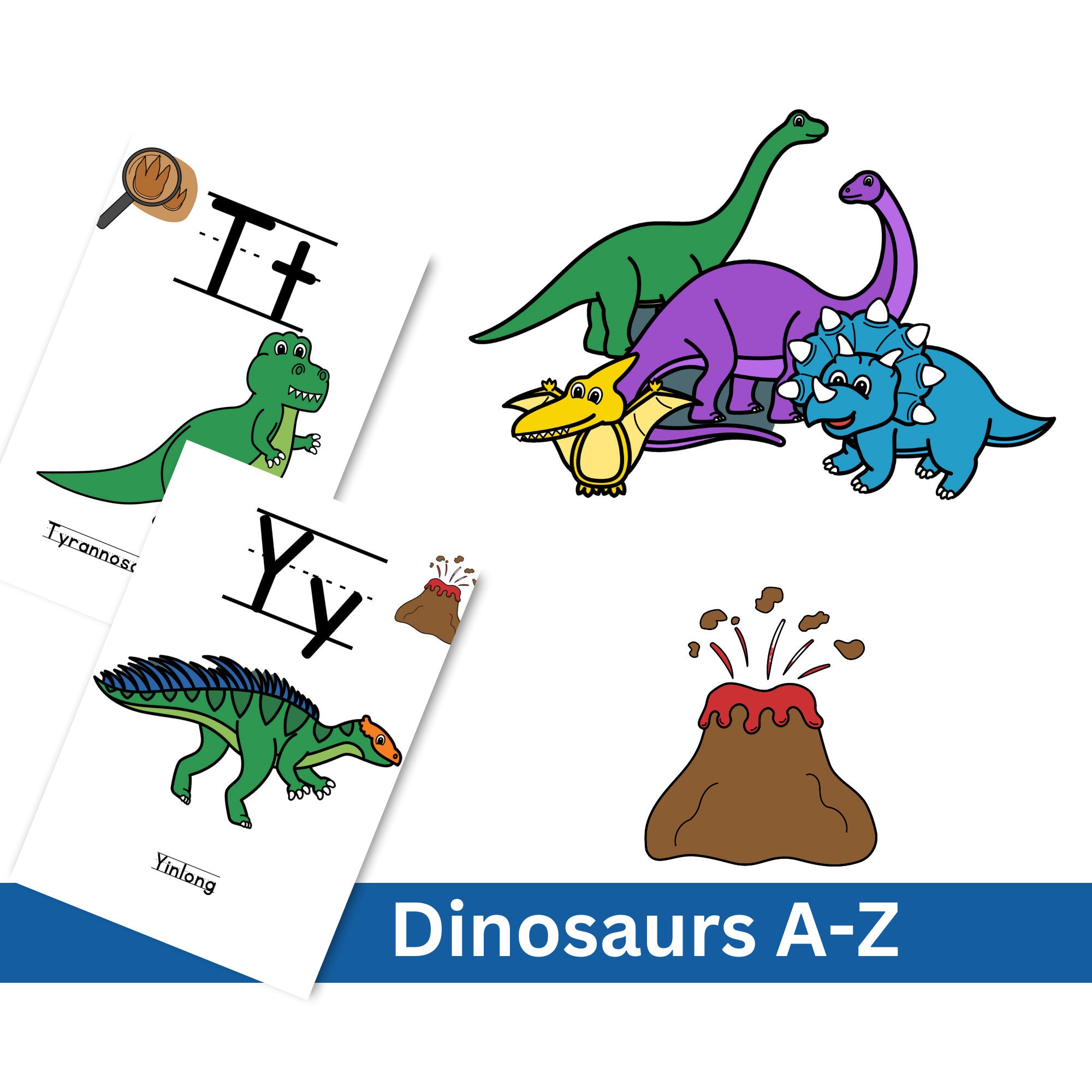 Dinosaurs A-Z Alphabet Posters - Etsy