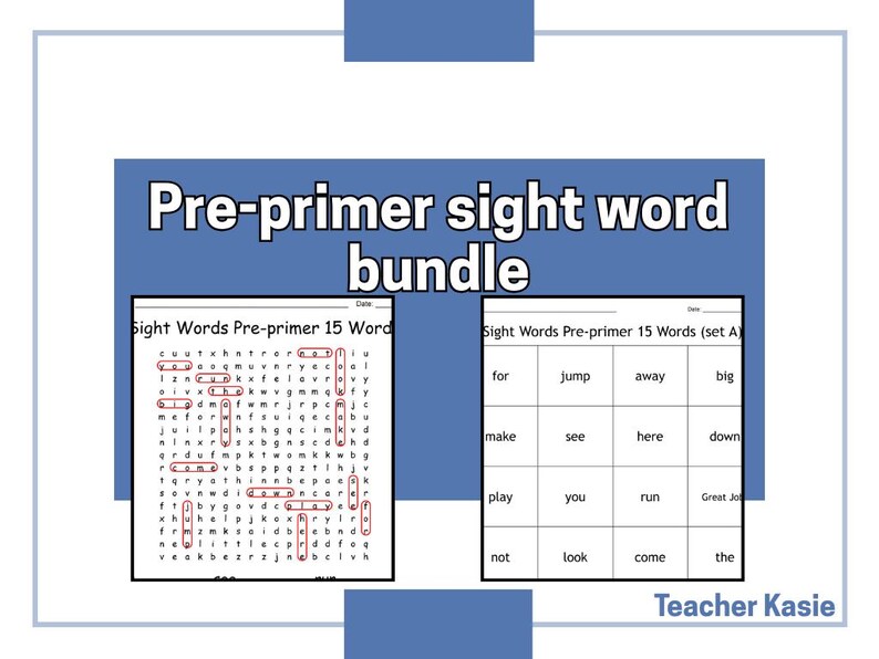 Pre-primer Sight Word Bundle: Bingo, Word Search, Scramble (digital ...