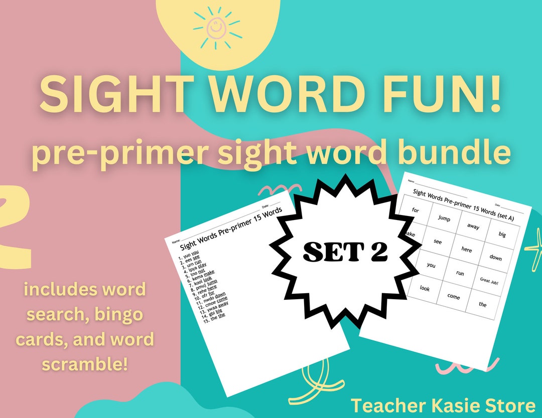 SIGHT WORD FUN! Set 2 Pre-primer Sight Word Bundle - Etsy