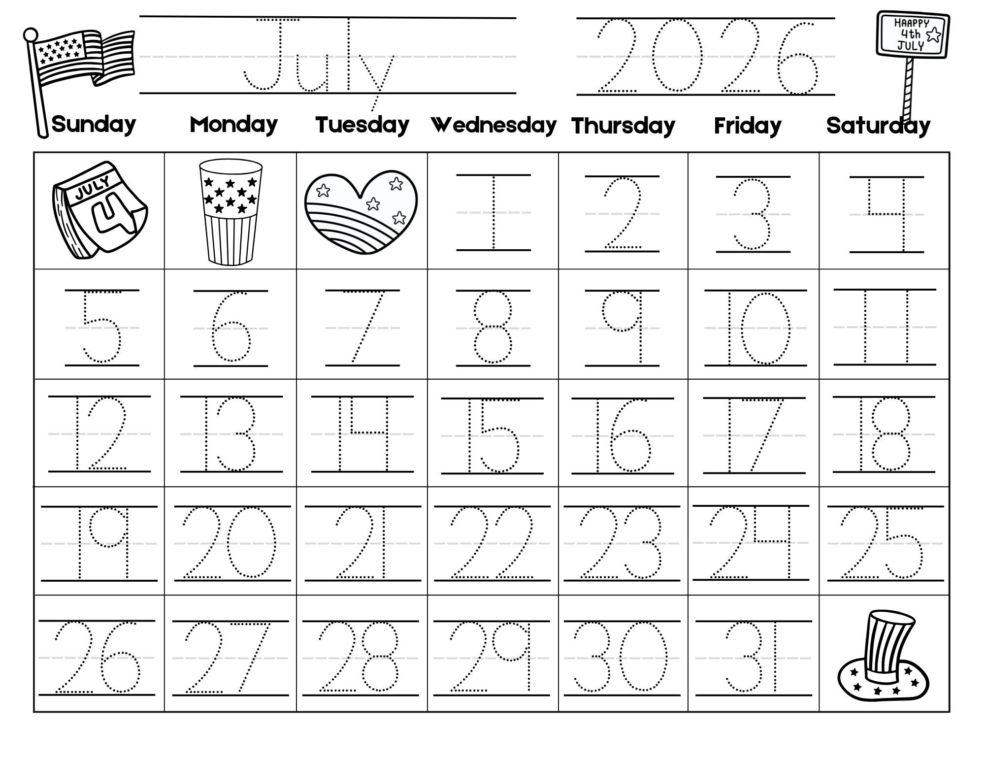 2026 Fun Traceable & Coloring Calendar for Kids - Etsy