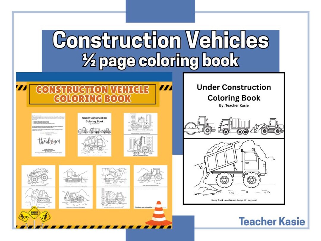 Under Construction Vehicle-themed Coloring Book - Etsy