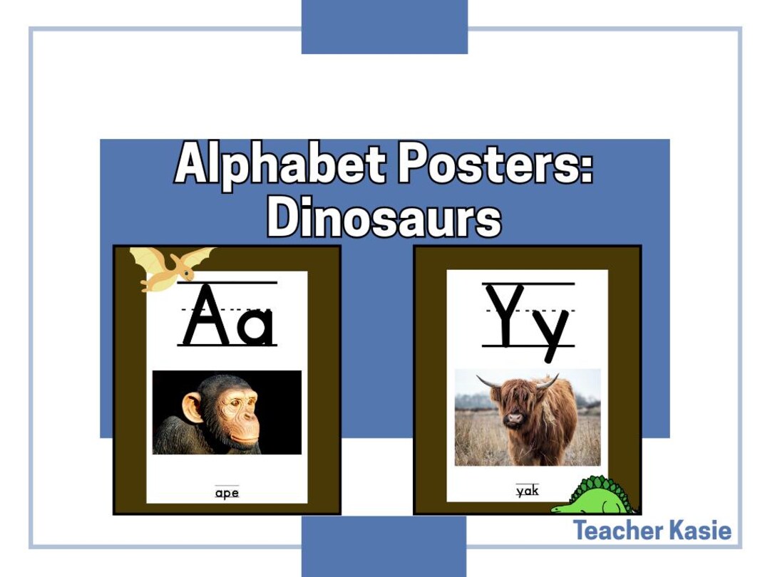 Alphabet Posters With Dinosaur Colors and Pictures - Etsy