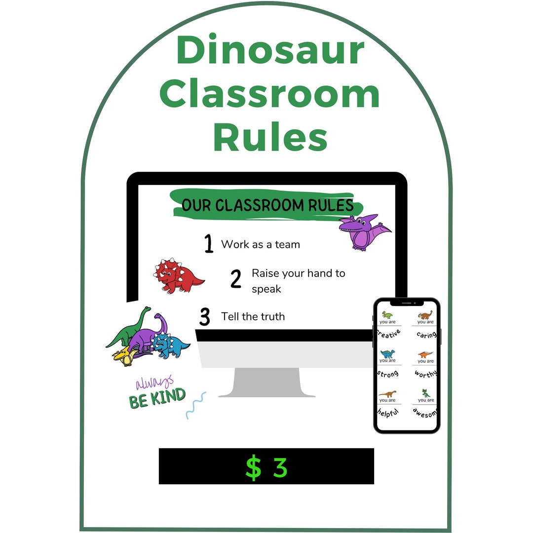 Dinosaur Classroom Rules 8x11 Posters and 2 Sheets of "you Are ...
