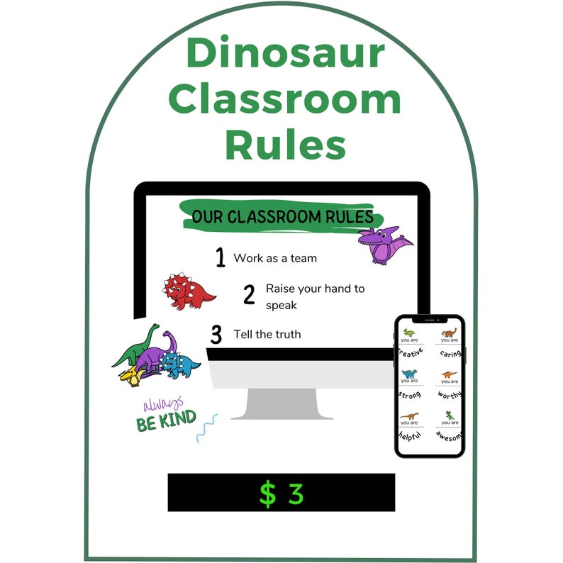 Dinosaur Classroom Rules 8x11 Posters and 2 Sheets of "you Are ...