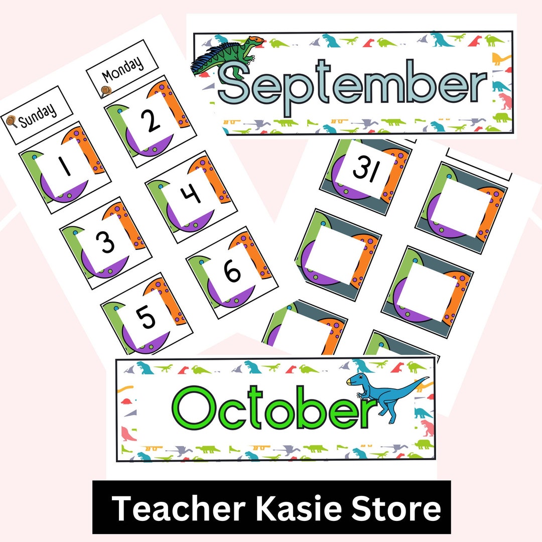 Dinosaur Classroom Calendar Pieces - Etsy