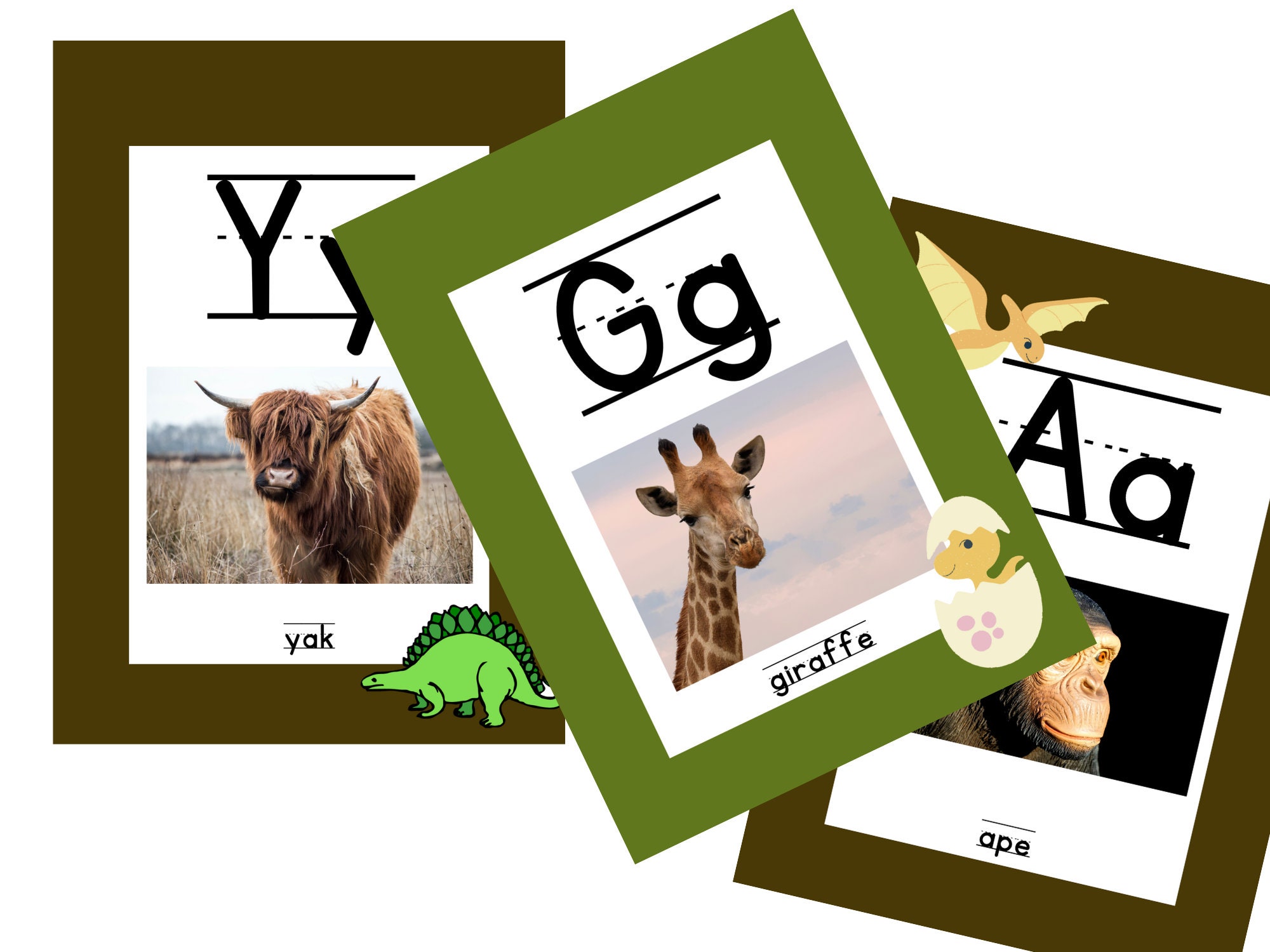 Alphabet Posters With Dinosaur Colors and Pictures - Etsy