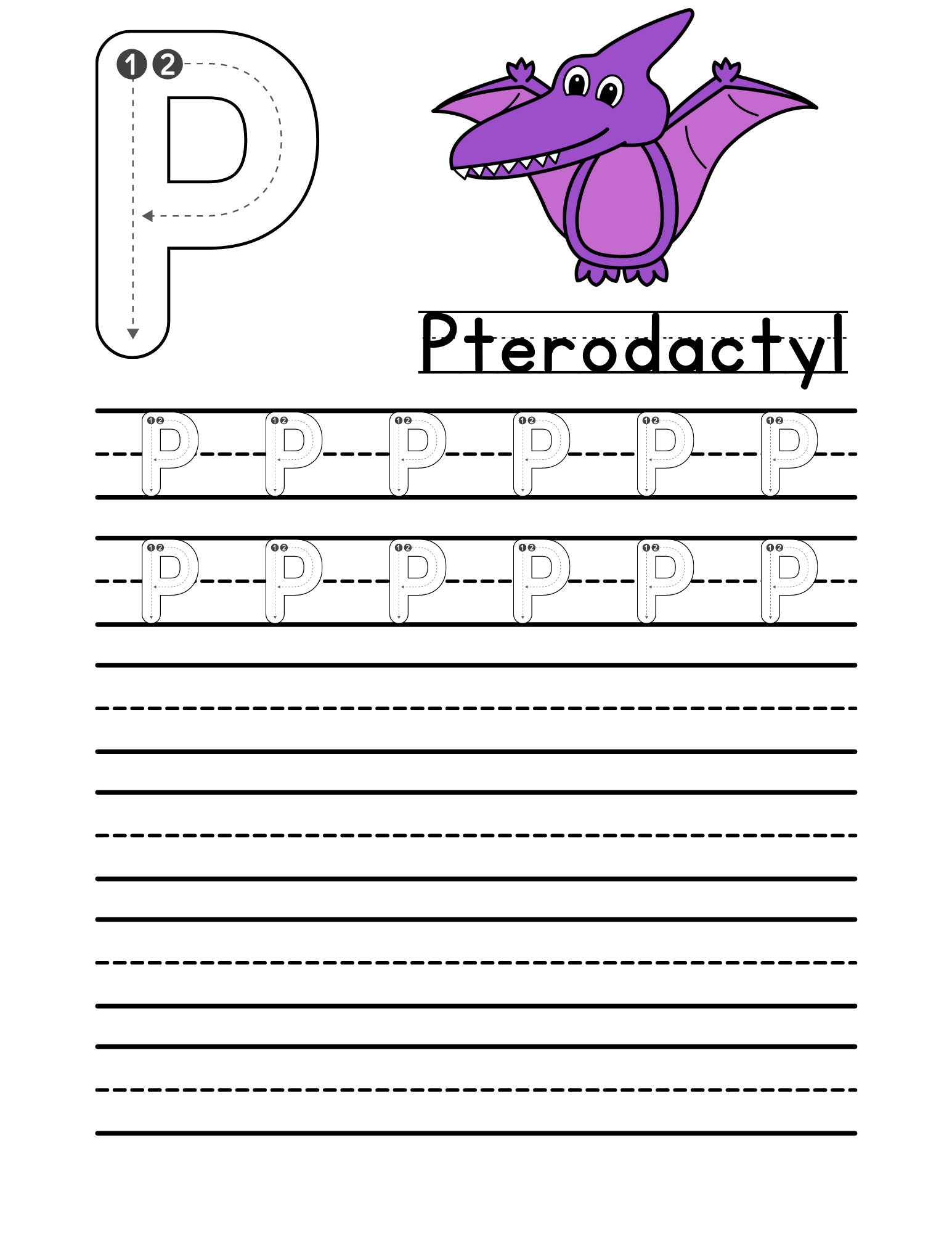 Dinosaur Handwriting Practice Pages for Elementary School Path of ...
