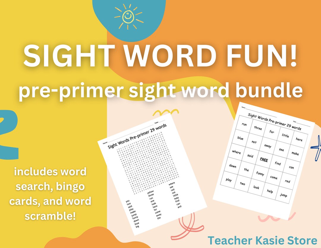 Sight Word Fun Pre-primer Sight Word Bundle - Etsy