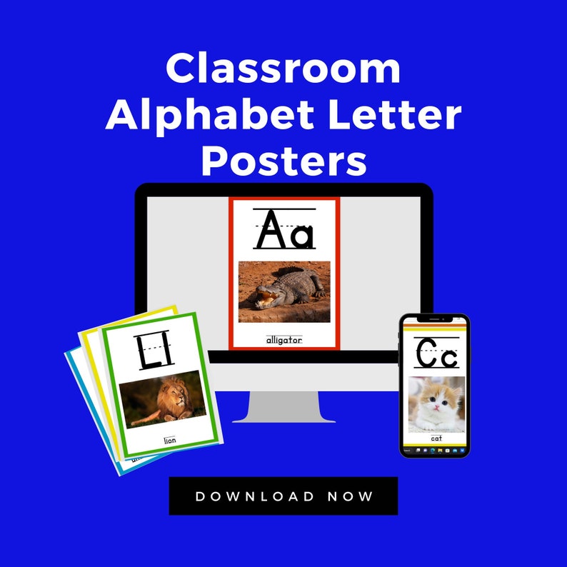 Classroom Alphabet Letters Bright Rainbow Colors printable - Etsy