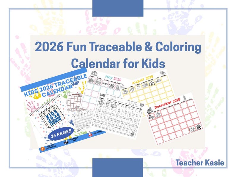 2026 Fun Traceable & Coloring Calendar for Kids - Etsy