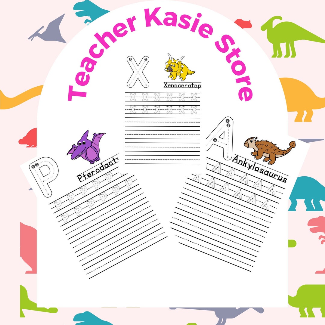 Dinosaur Handwriting Practice Pages for Elementary School Path of ...