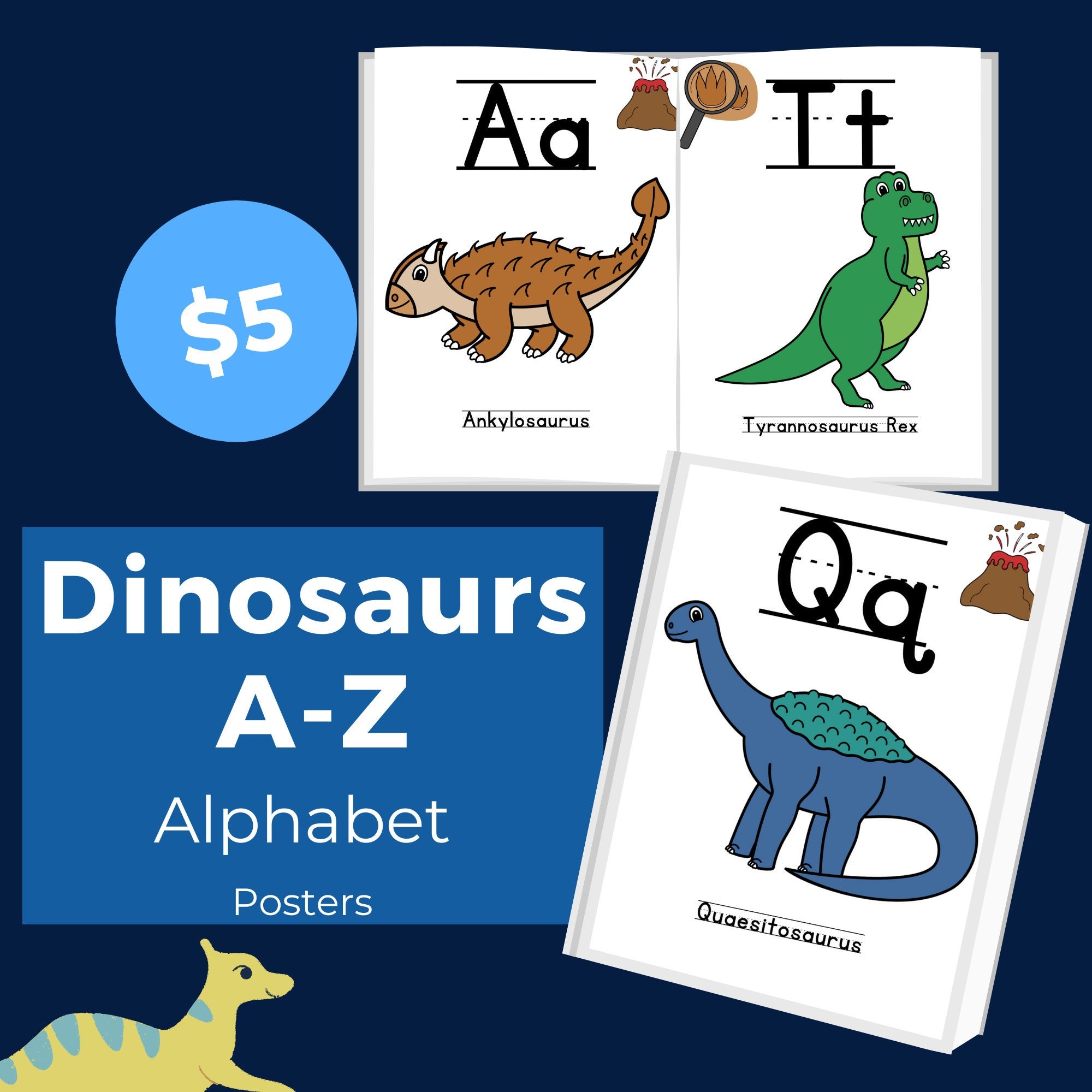Dinosaurs A-Z Alphabet Posters - Etsy