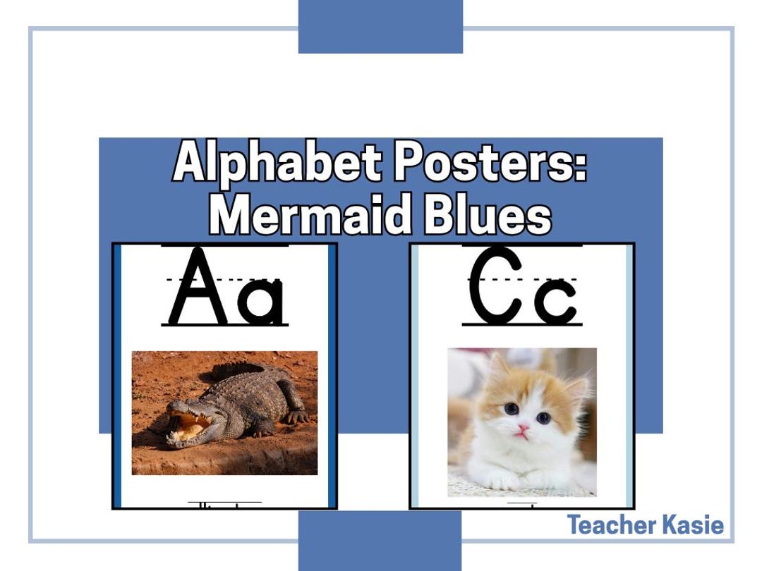 Alphabet Posters: Mermaid Blue Colors - Etsy