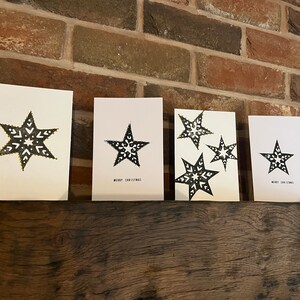 Lino Cut Star Christmas Cards - Etsy UK
