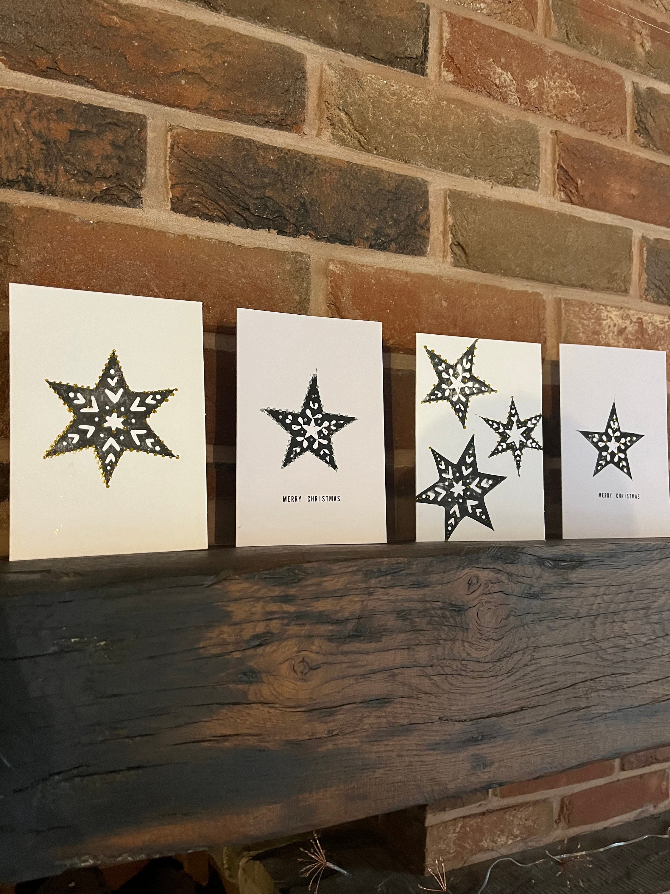 Lino Cut Star Christmas Cards - Etsy UK