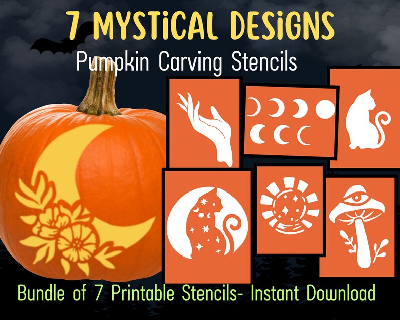 7 Magical Designs for Pumpkin Carving Stencil, Halloween Pumpkin ...