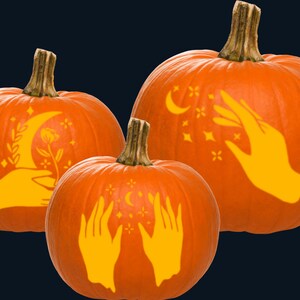 5 Mystical Hands Designs for Pumpkin Carving Stencil, Halloween Pumpkin ...