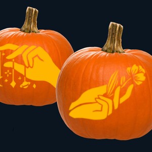 5 Mystical Hands Designs for Pumpkin Carving Stencil, Halloween Pumpkin ...