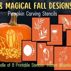 8 Fall Magic Designs for Pumpkin Carving Stencil, Halloween Pumpkin ...