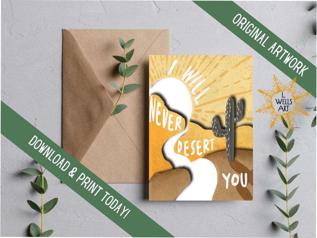 Southwest Desert Illustration Printable Greeting Card for Him ...