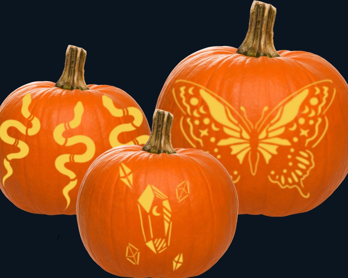 8 Fall Magic Designs for Pumpkin Carving Stencil, Halloween Pumpkin ...