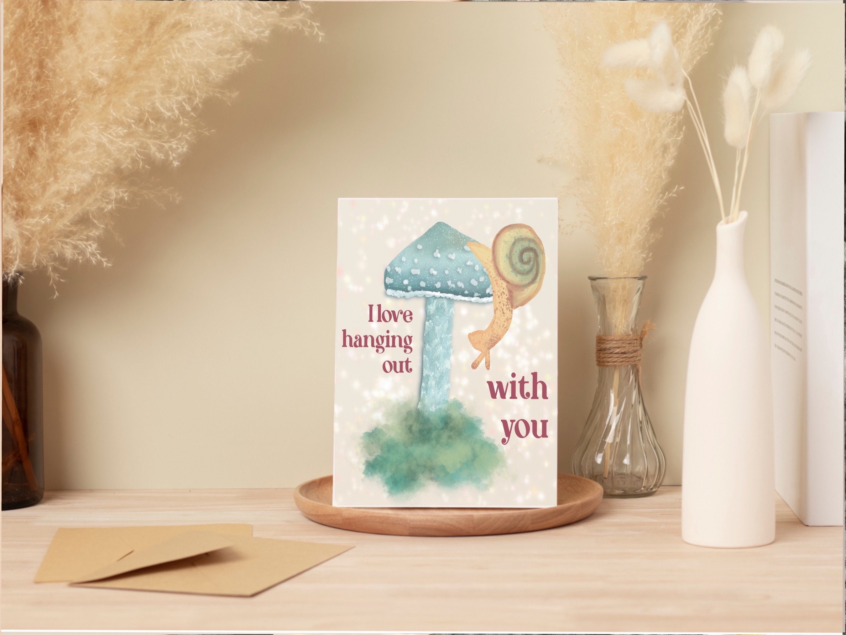 Mushroom Art Cute Handmade Greeting Card Mushroom - Etsy
