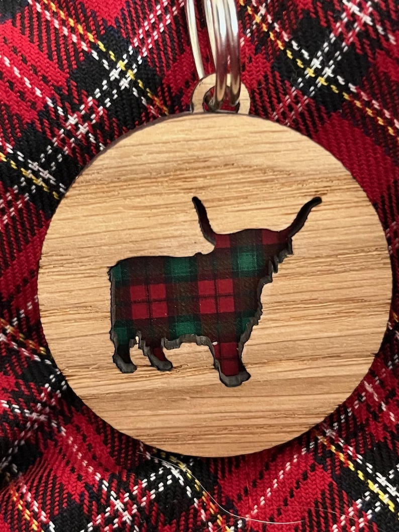 Wooden Scottish Tartan Keyrings - Etsy UK