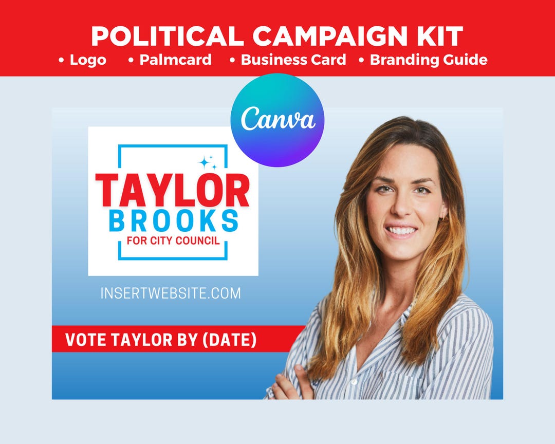 Editable Political Campaign Kit: Canva Templates, Logo, Brand Board ...