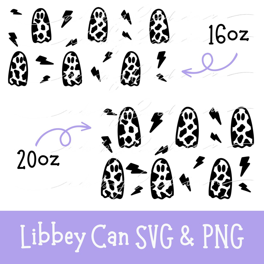Ghost Libbey Glass SVG Cow Print Ghost Libbey Glass Can SVG - Etsy