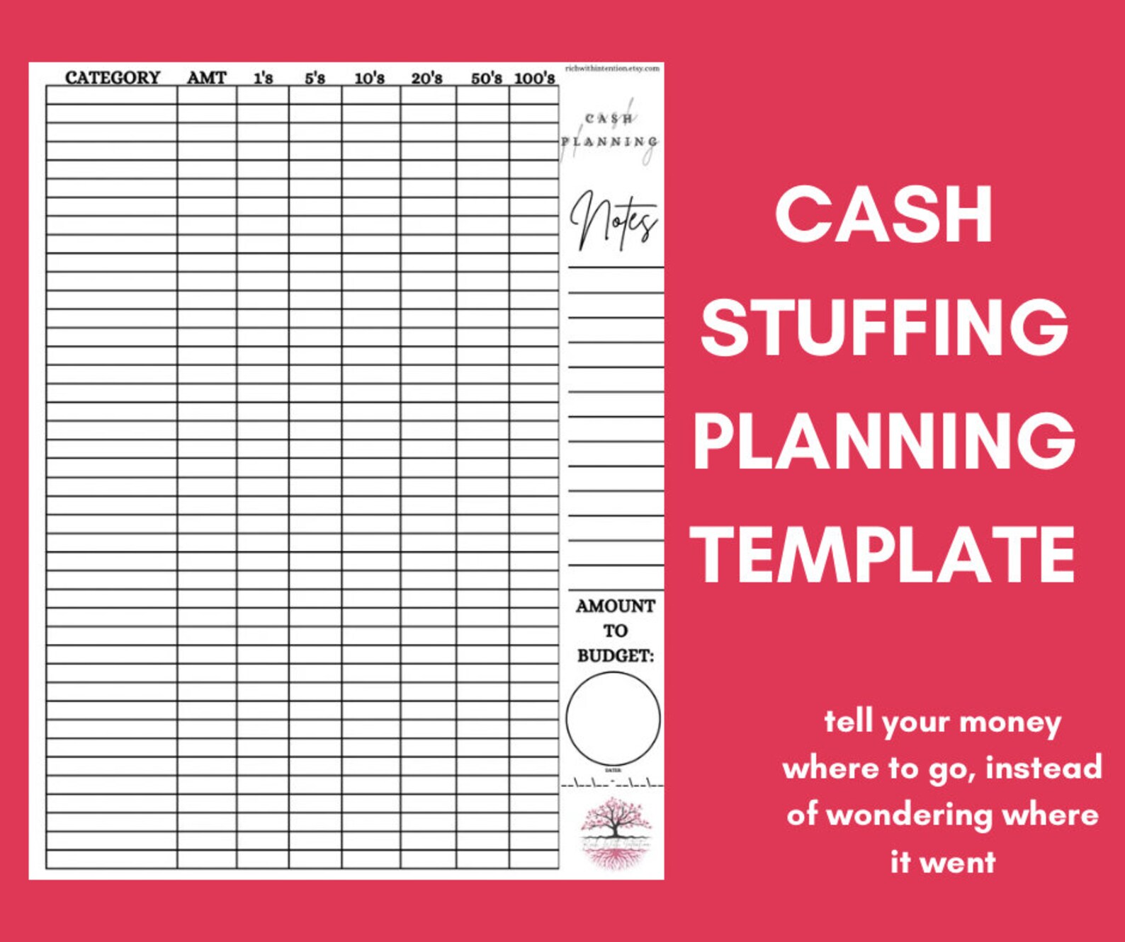 Cash Stuffing Planner | Bank Withdrawal Planner | Bill Count | Money ...