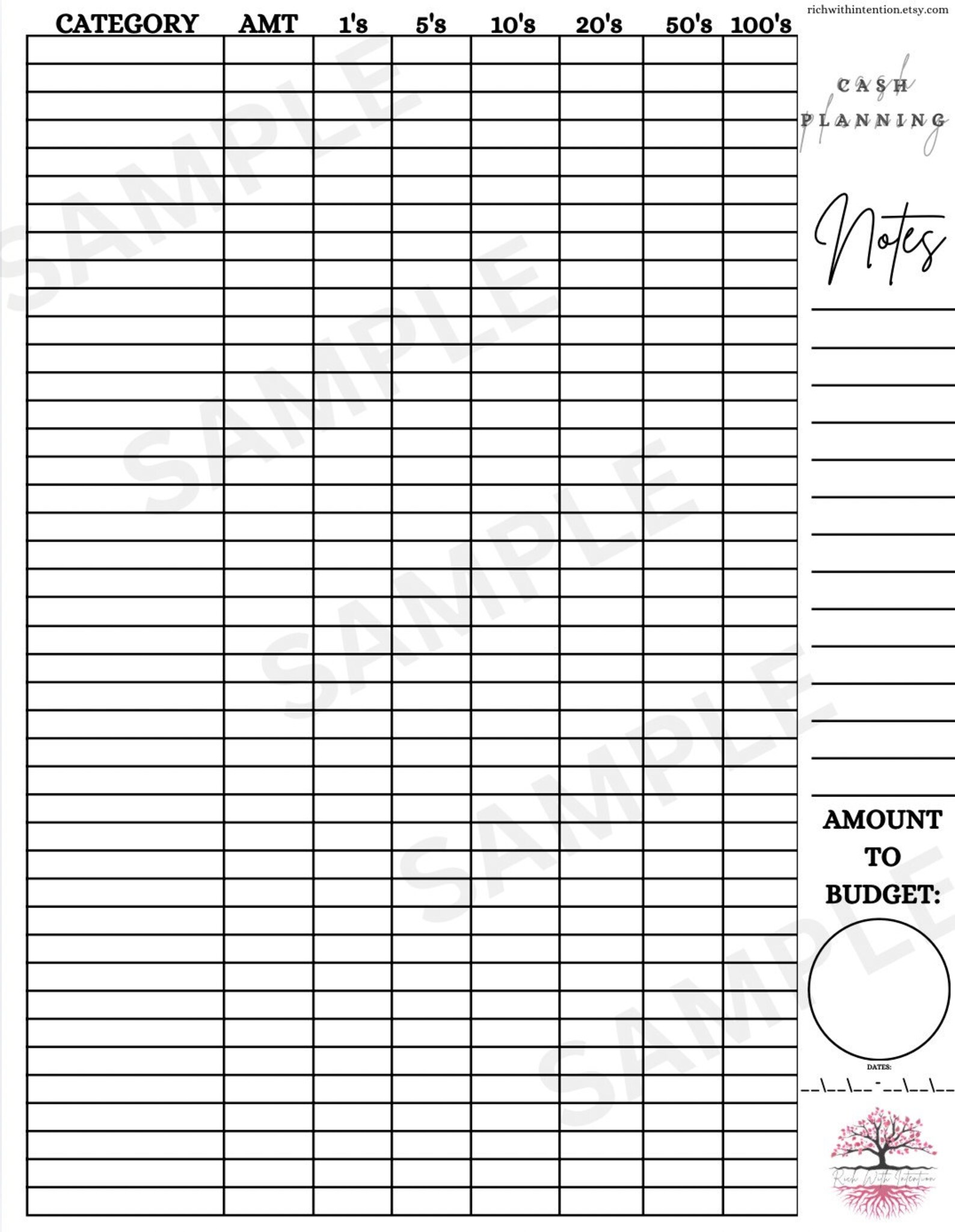 Cash Stuffing Planner | Bank Withdrawal Planner | Bill Count | Money ...