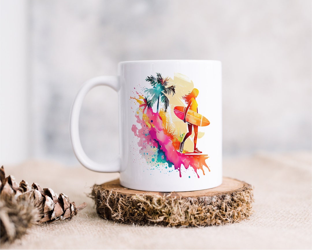 Surfer Girl Ceramic Mug, Surf Art, Surf Mug, Surfer Gift, Wave Lover ...