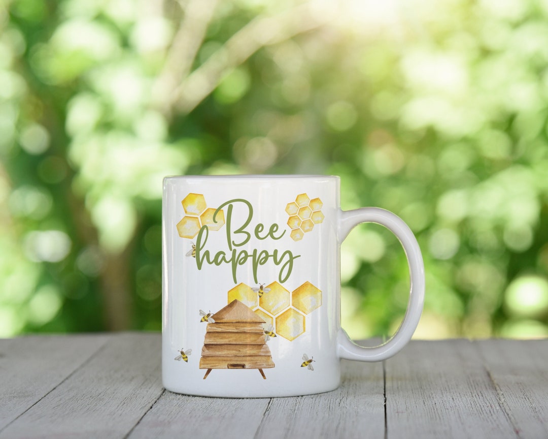 Bee Happy Ceramic Mug, Beekeeper Gift, Honeycomb, Honeybee, Beekeeper ...