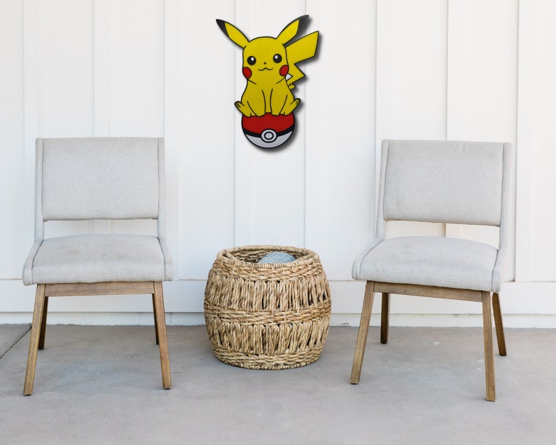 Pokemon Pikachu Style Wall Art, Pikachu Sat on a Pokeball , Nintendo ...