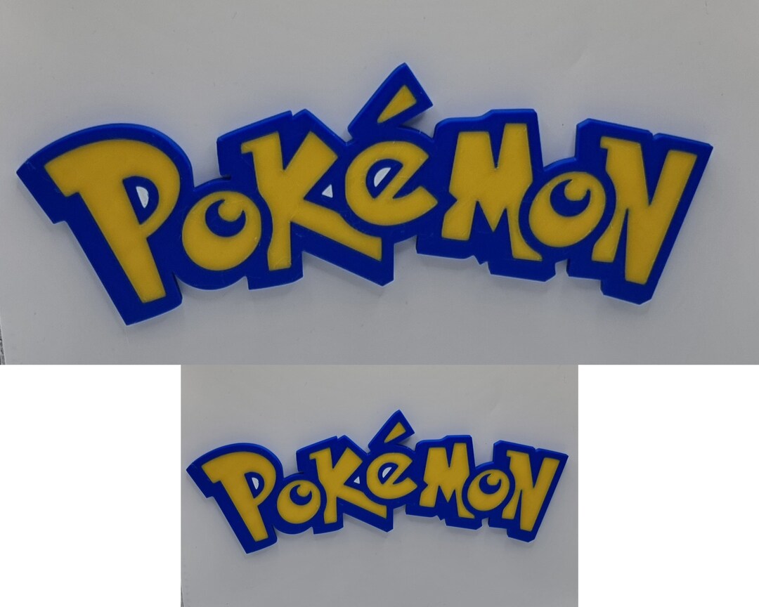 Pokemon Logo Style Wall Art, Yellow and Blue Pokemon Logo Sign ...