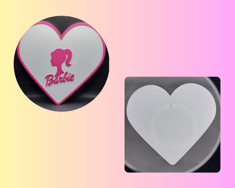 Barbie Heart Style Wall Art, 3D Printed, Wall Decor, Wall Art, Bedroom ...