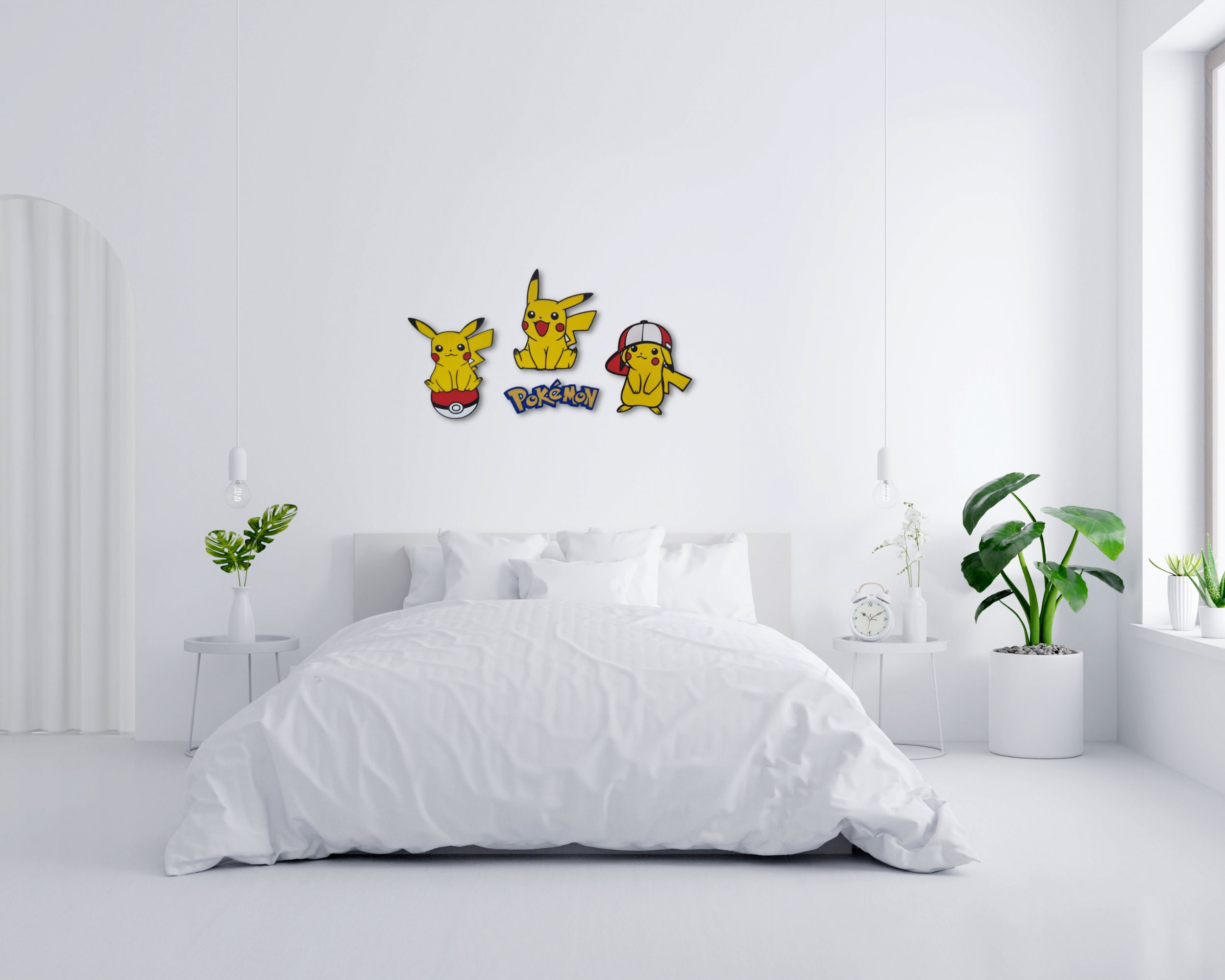 Pokemon Pikachu Style Wall Art, Pikachu Sat on a Pokeball , Nintendo ...